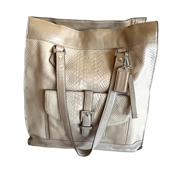 Coach | Bags | Coach Limited Ed In Camel Charlie Embossed Python Leather Lrg Tote Bag F28723 ...